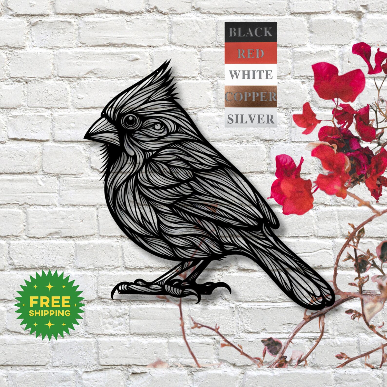 Metal Cardinal Wall Art | Bird Garden Welcome Sign | Red Cardinal ...