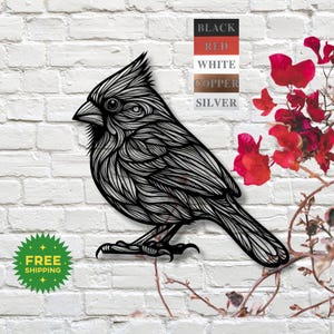 Metal Cardinal Wall Art | Bird Garden Welcome Sign | Red Cardinal ...