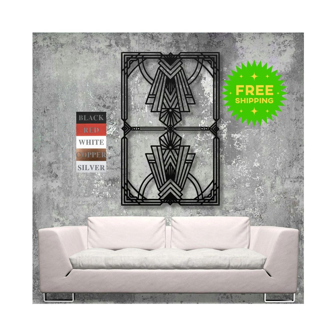 Metal Vertical or Horizontal Art Deco Wall Art Decor, Abstract Lines ...