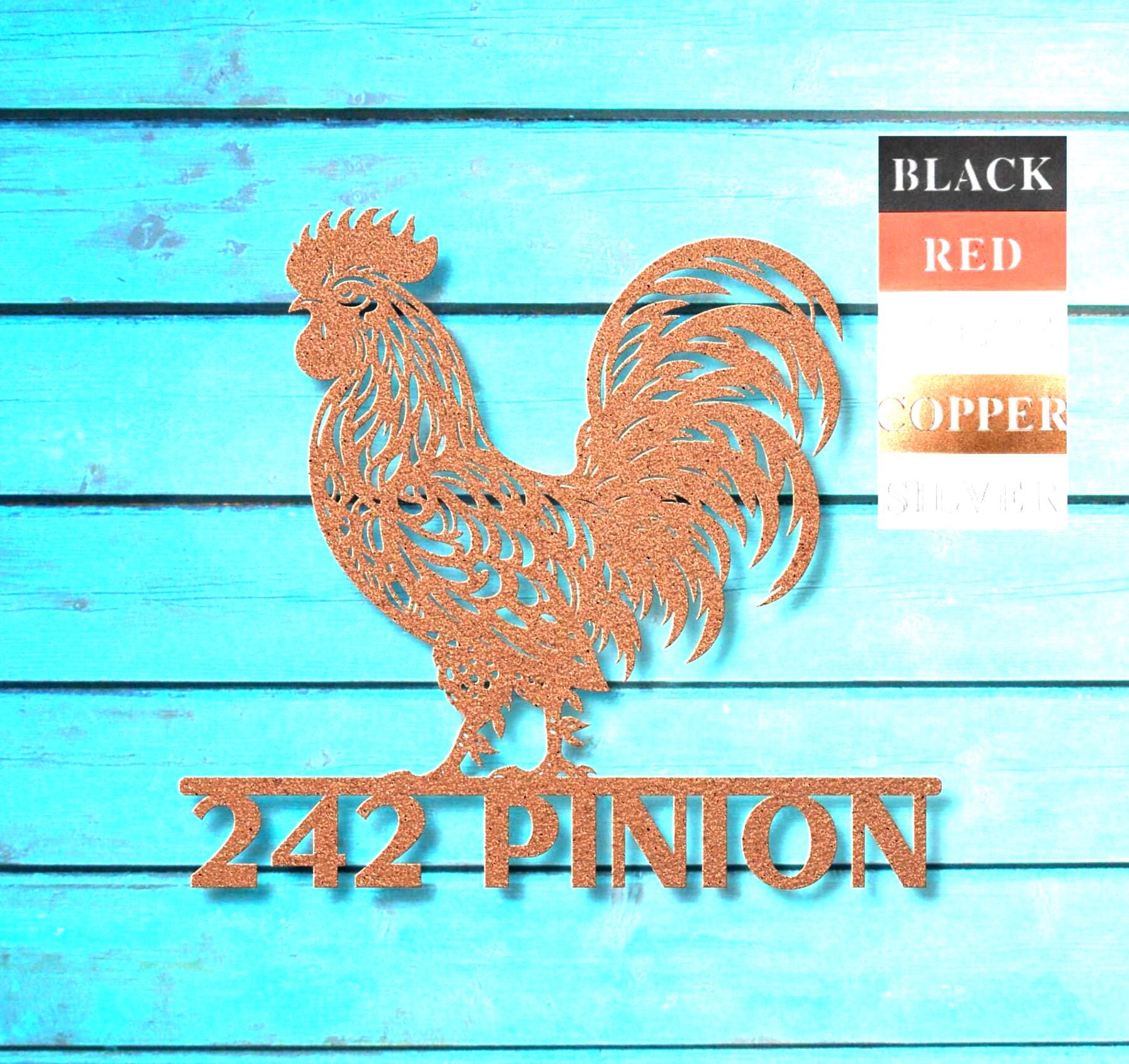Metal Custom Rooster Address Sign | Chicken Farm Address Sign ...