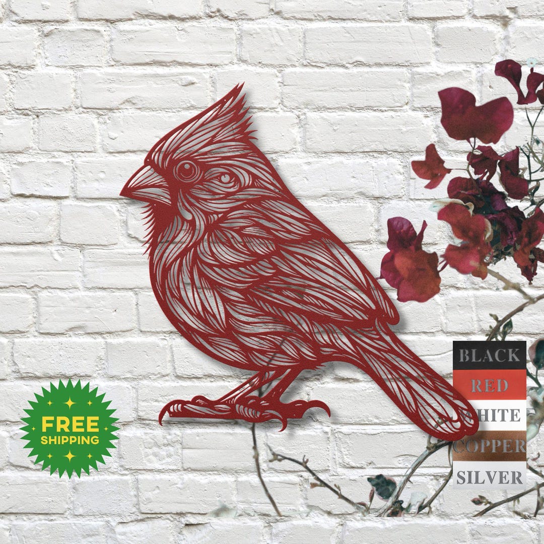 Metal Cardinal Wall Art | Bird Garden Welcome Sign | Red Cardinal ...