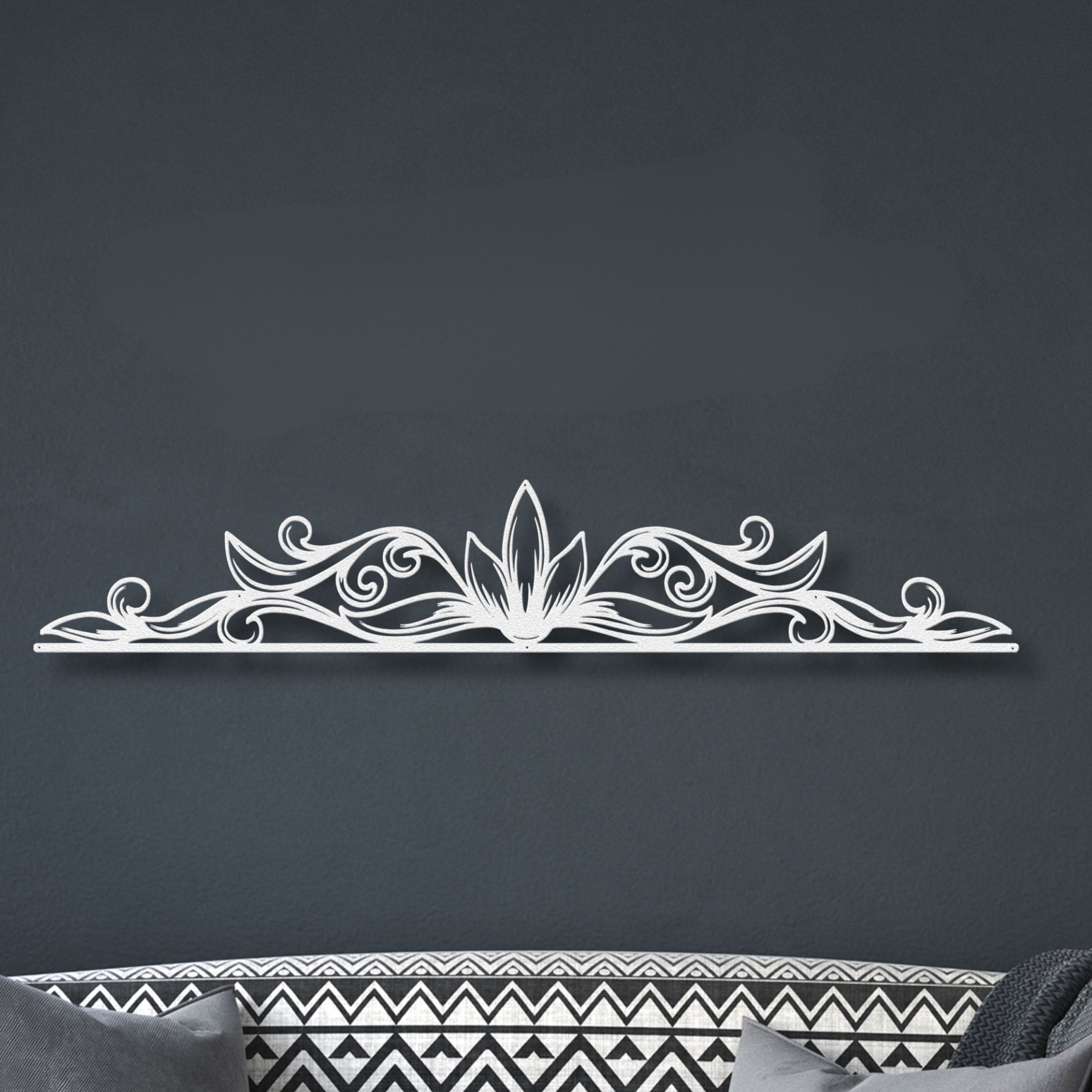Wide Metal Scroll Wall Art, Victorian Metal Accent Decor, Short Metal ...