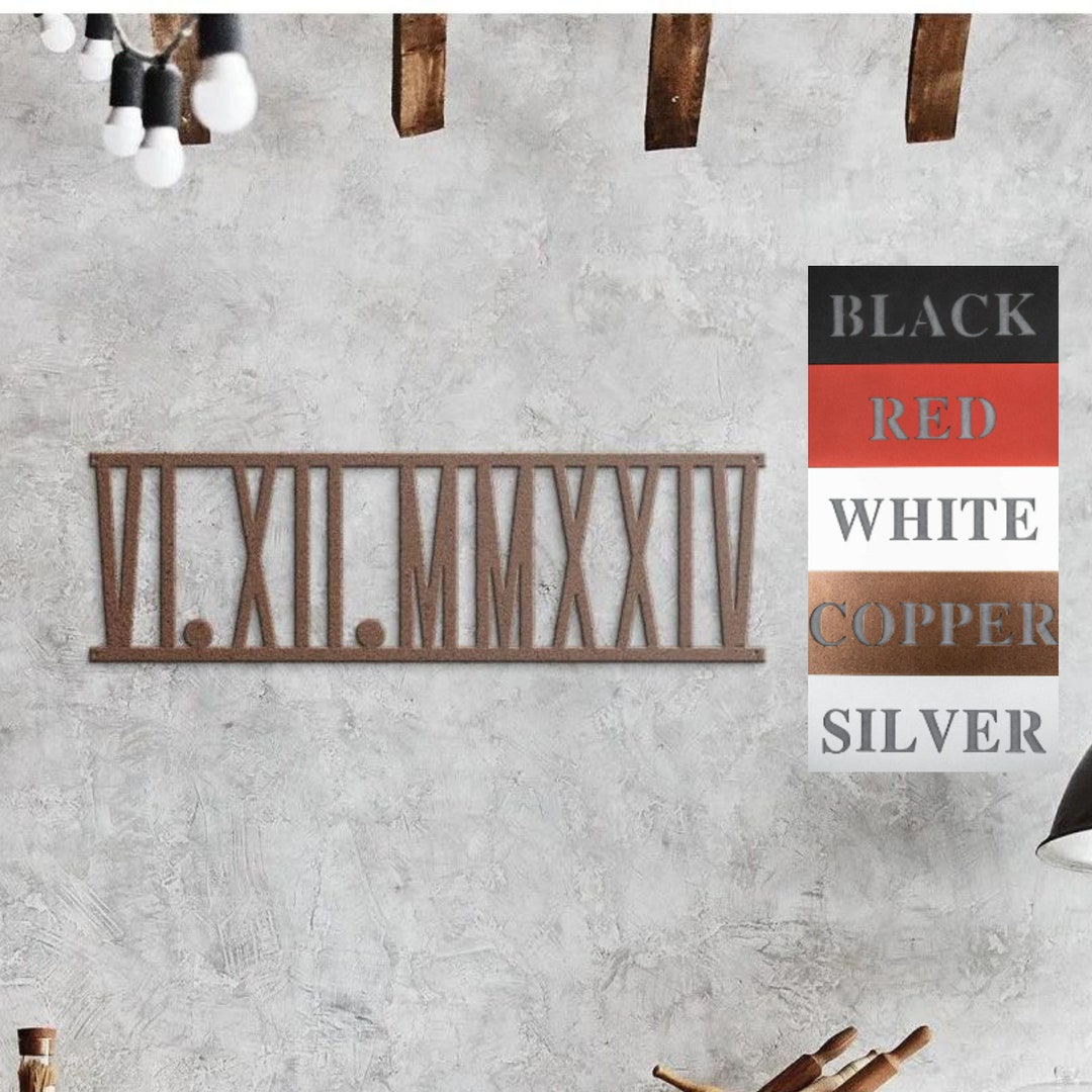 Personalized Roman Numeral Sign, Metal Anniversary Decor, Couple ...