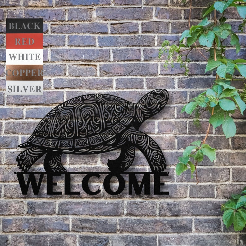 Turtle Wall Decor, Tortoise Welcome Sign, Sea Turtle Metal Porch Decor ...