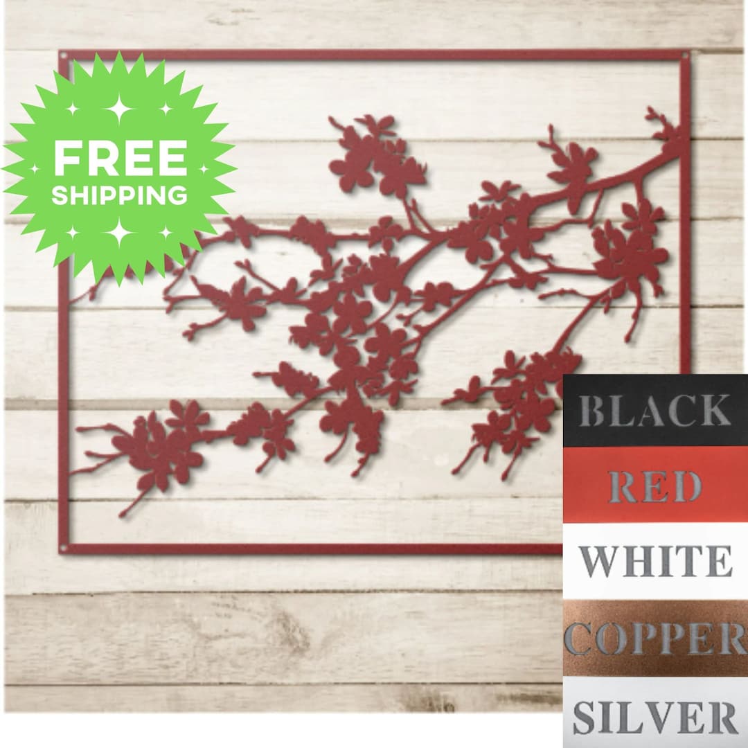 Cherry Blossoms Metal Wall Decor, Cherry Blossom Metal Wall Art, Metal ...