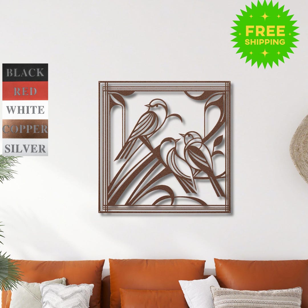 Metal Bird Decor, Art Deco Birds Wall Art, Art Modern Patio Decor ...