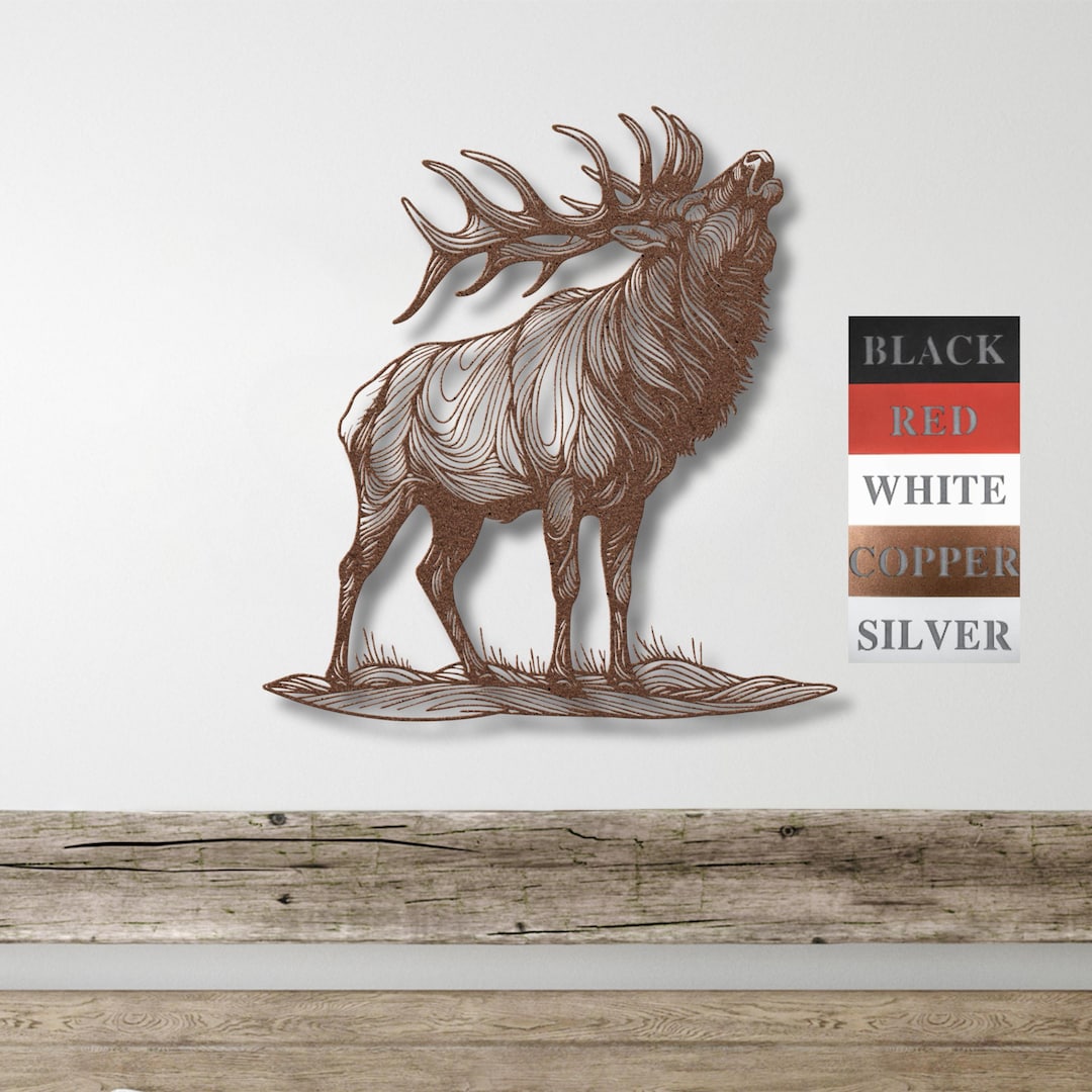 Metal Elk Wall Art | Hunting Cabin Decor | Wildlife Home Accent ...