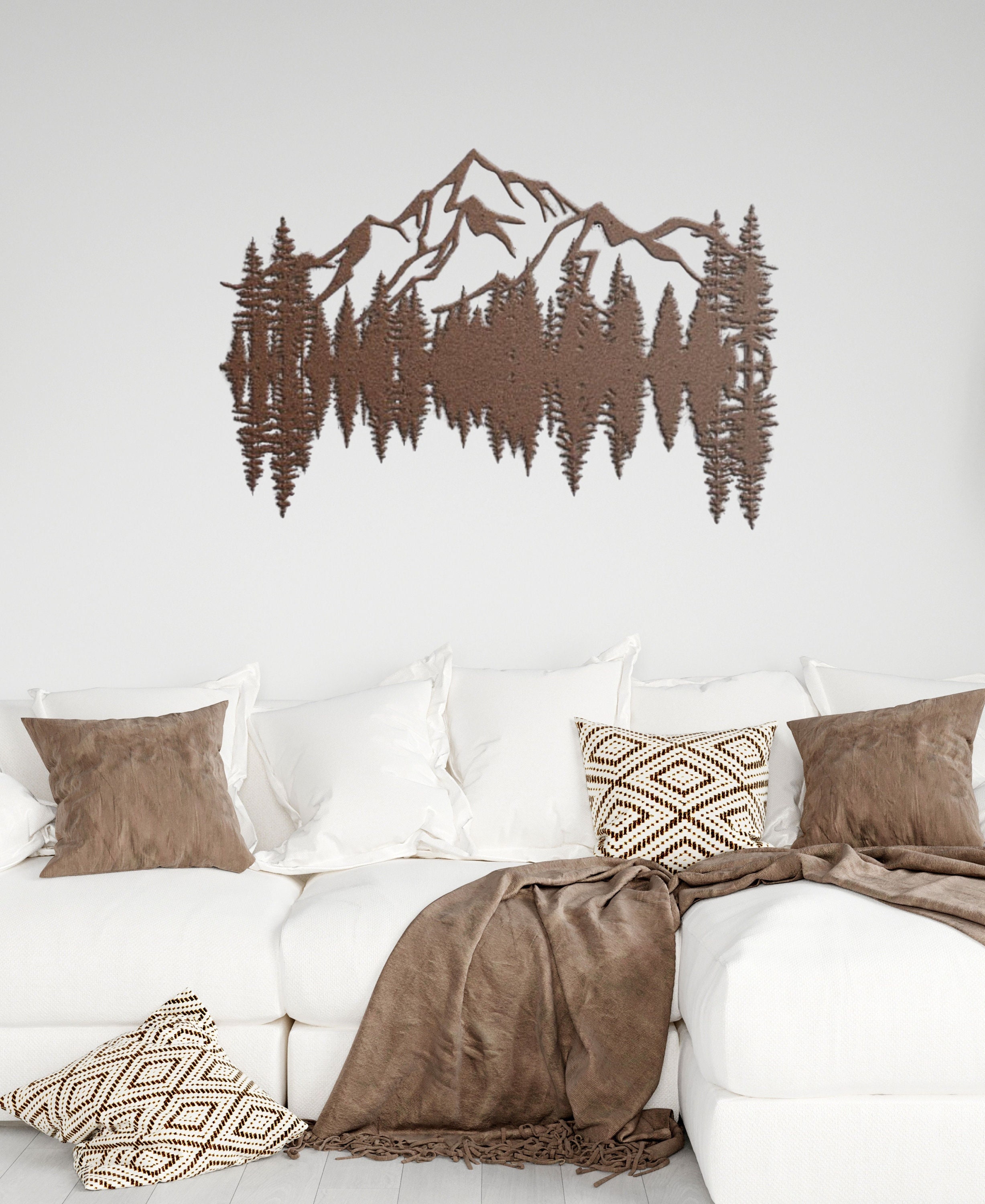 Mountain Scenery Metal Wall Art Forest Living Room Decor - Etsy