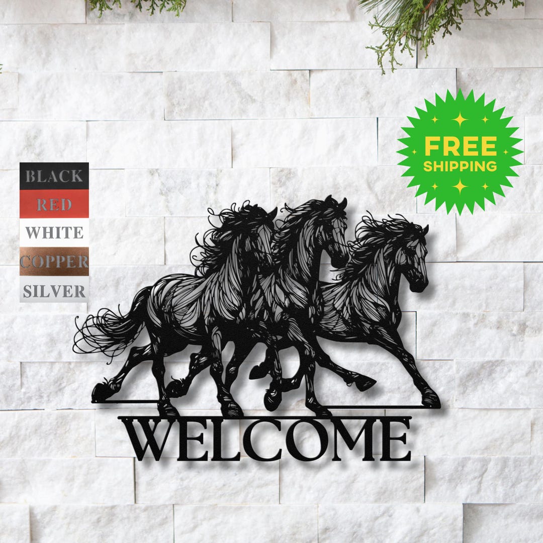 Metal Horse Wall Art, Modern Equestrian Decor, Western Ranch Sign ...