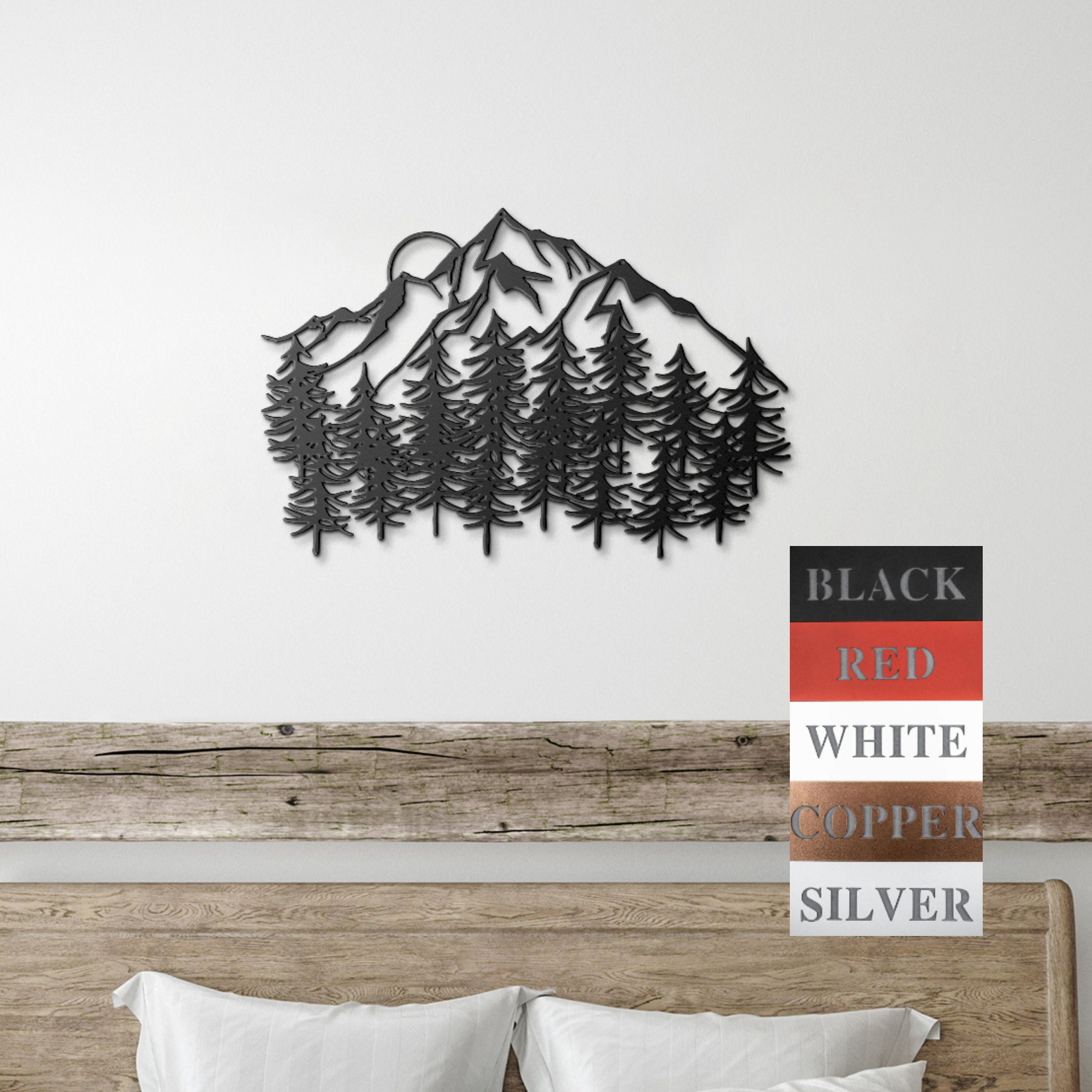 Metal Wall Art Mountains, Metal Wall Art Decor for Living Room, Outdoor ...