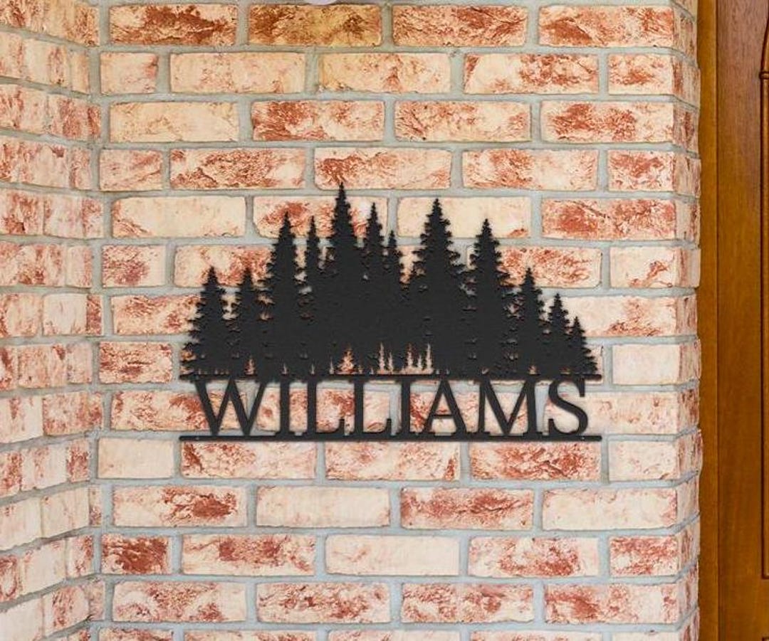Tree Name Sign, Pine Trees Welcome, Pine Tree Wall Art, Wide Rustic ...