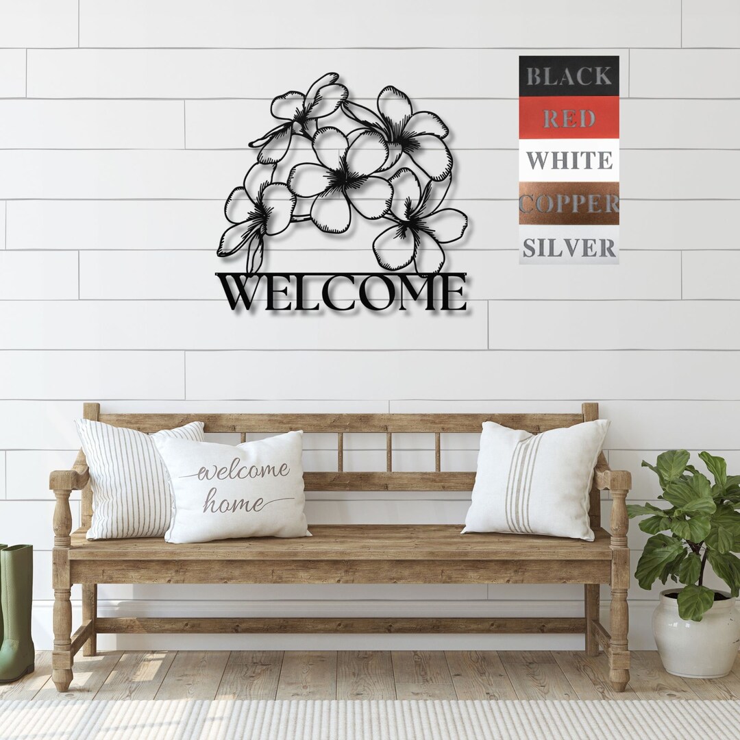 Outdoor Metal Wall Art, Porch Welcome Sign, Metal Flower Patio Decor ...