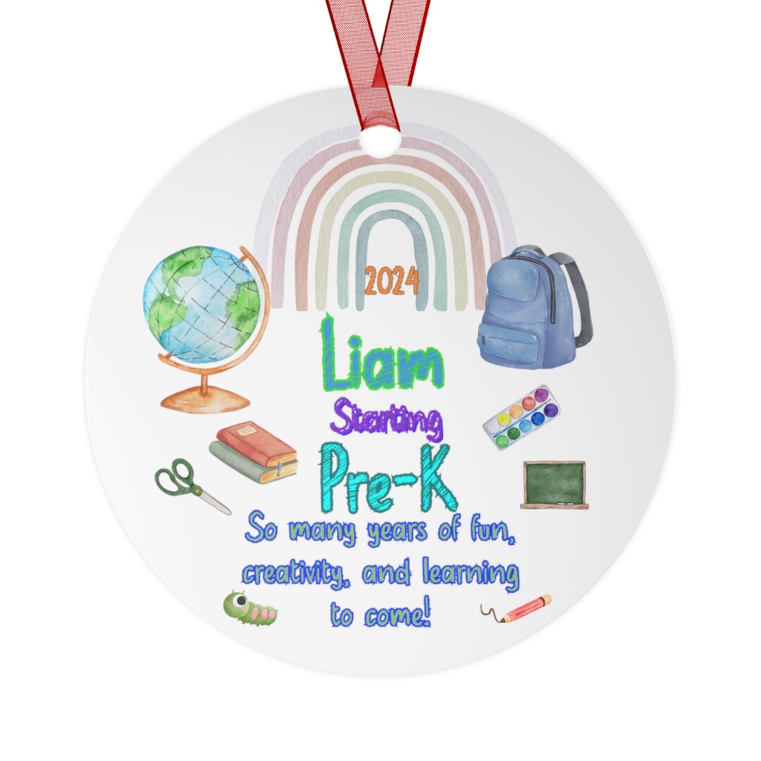 First Day of Pre-k Gift, Custom Starting School Ornament for Boy ...
