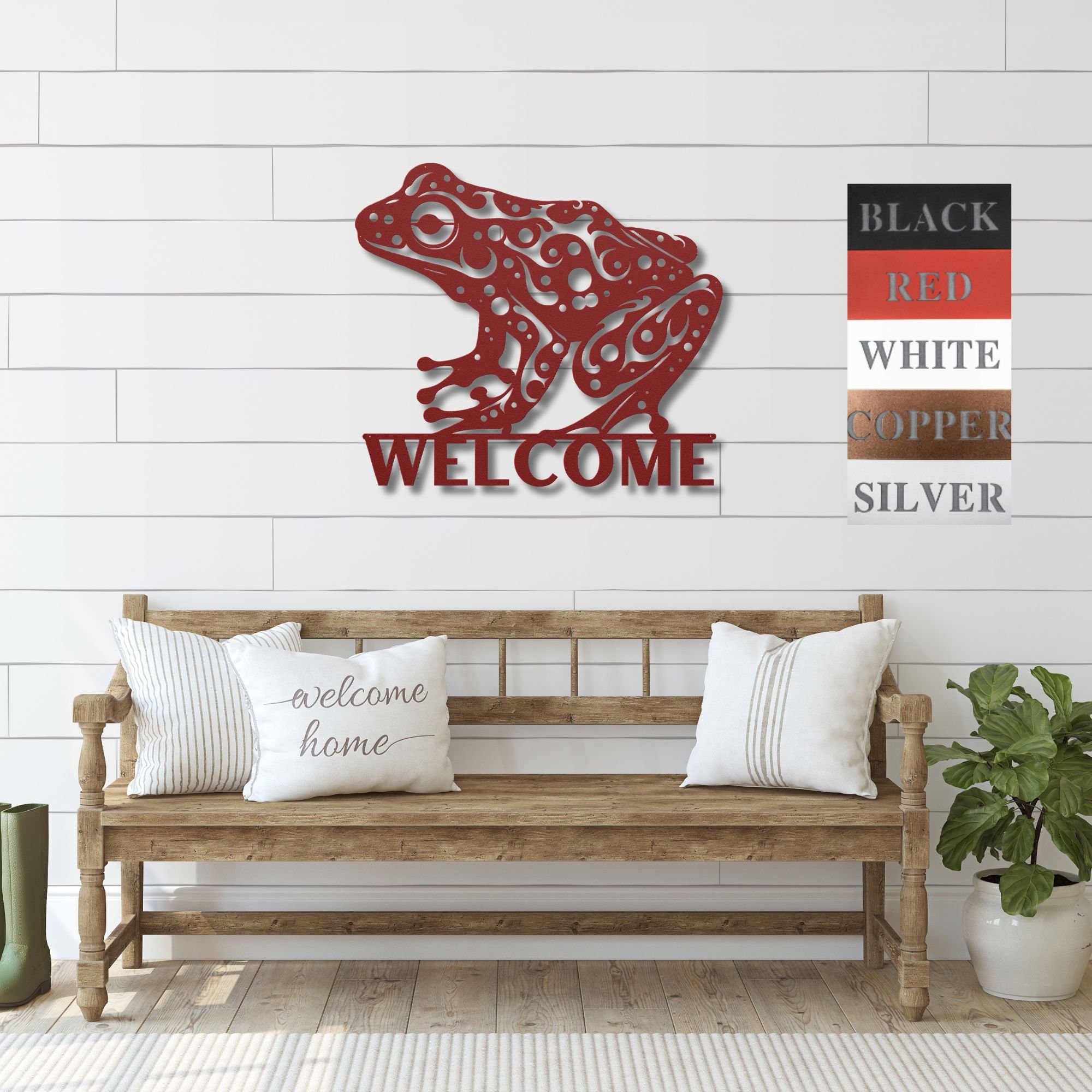 Metal Frog Welcome Sign, Outdoor Frog Wall Decor, Toad Wall Art ...