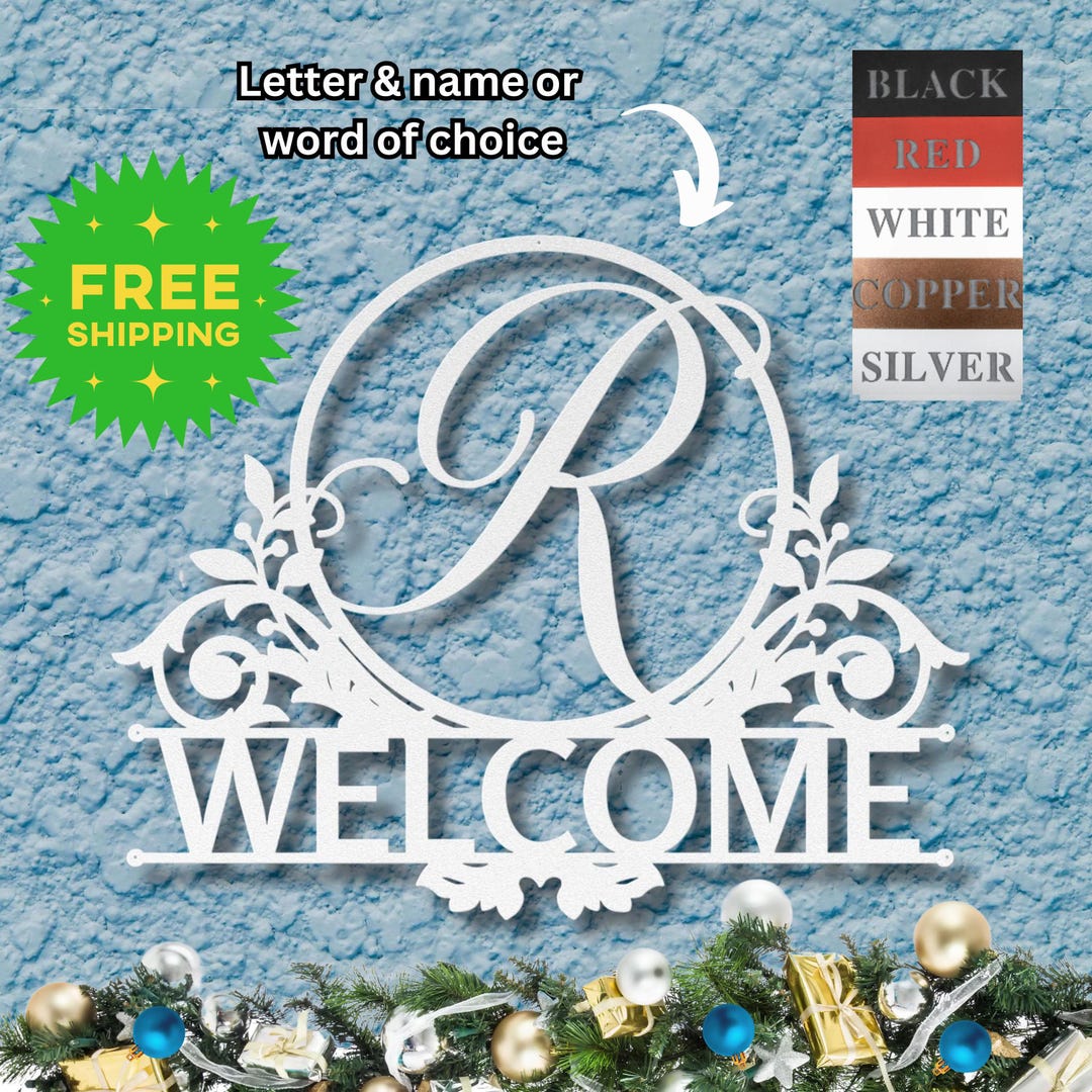 Personalized Metal Monogram Sign, Custom Round Initial Name Welcome ...