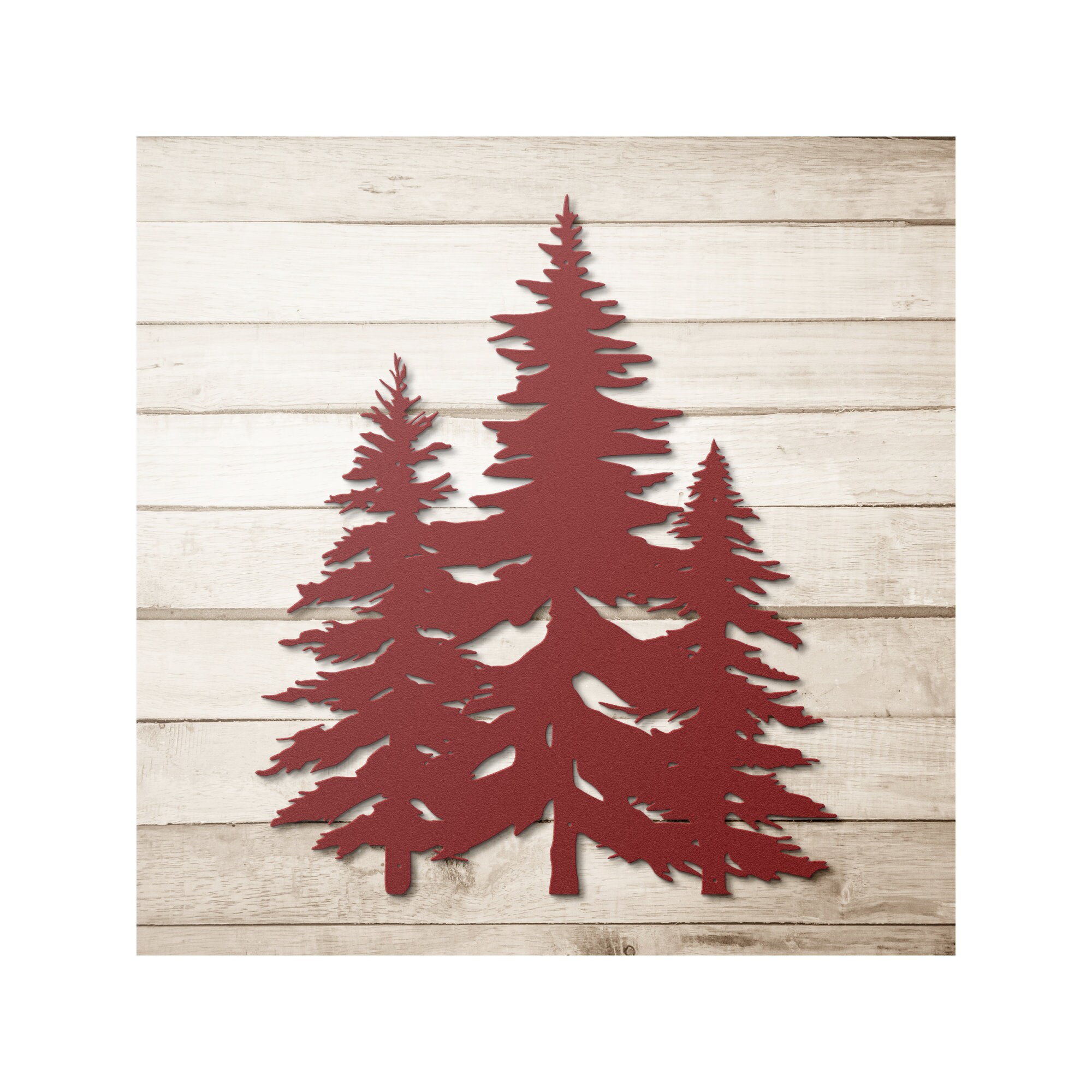 Metal Evergreen Silhouette Wall Decor, Pine Trees Wall Art, Spruce ...