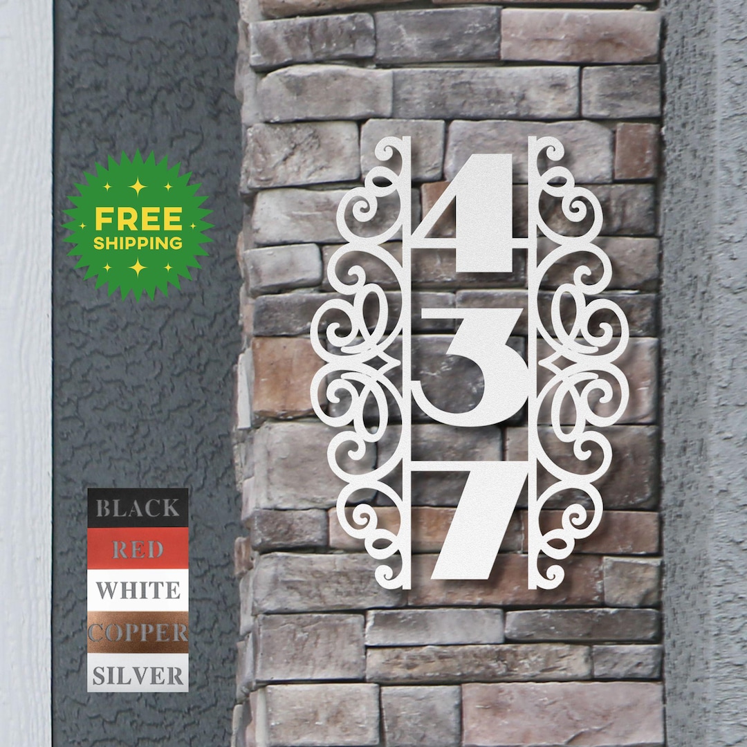 Custom House Number Sign | Decorative Scrollwork Address Plaque ...