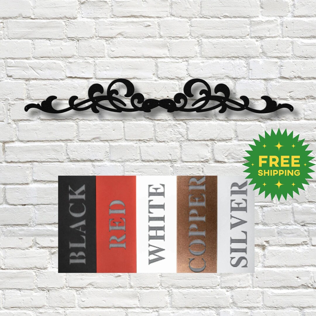 Ornate, Narrow Metal Accent Wall Scroll, Metal Rustic Wall Art Decor ...