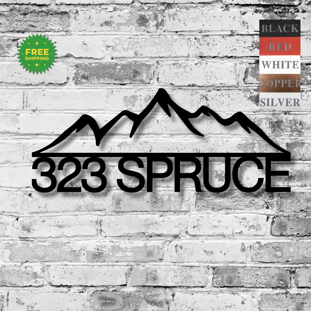 Metal Custom House Number Sign | Mountain Address Sign | Cabin Wall ...
