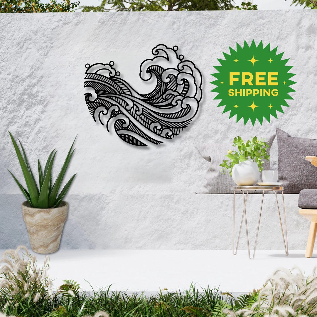 WAVES Metal Wall Art, Metal Ocean Wall Decor, Seaside Wall Art, Water ...
