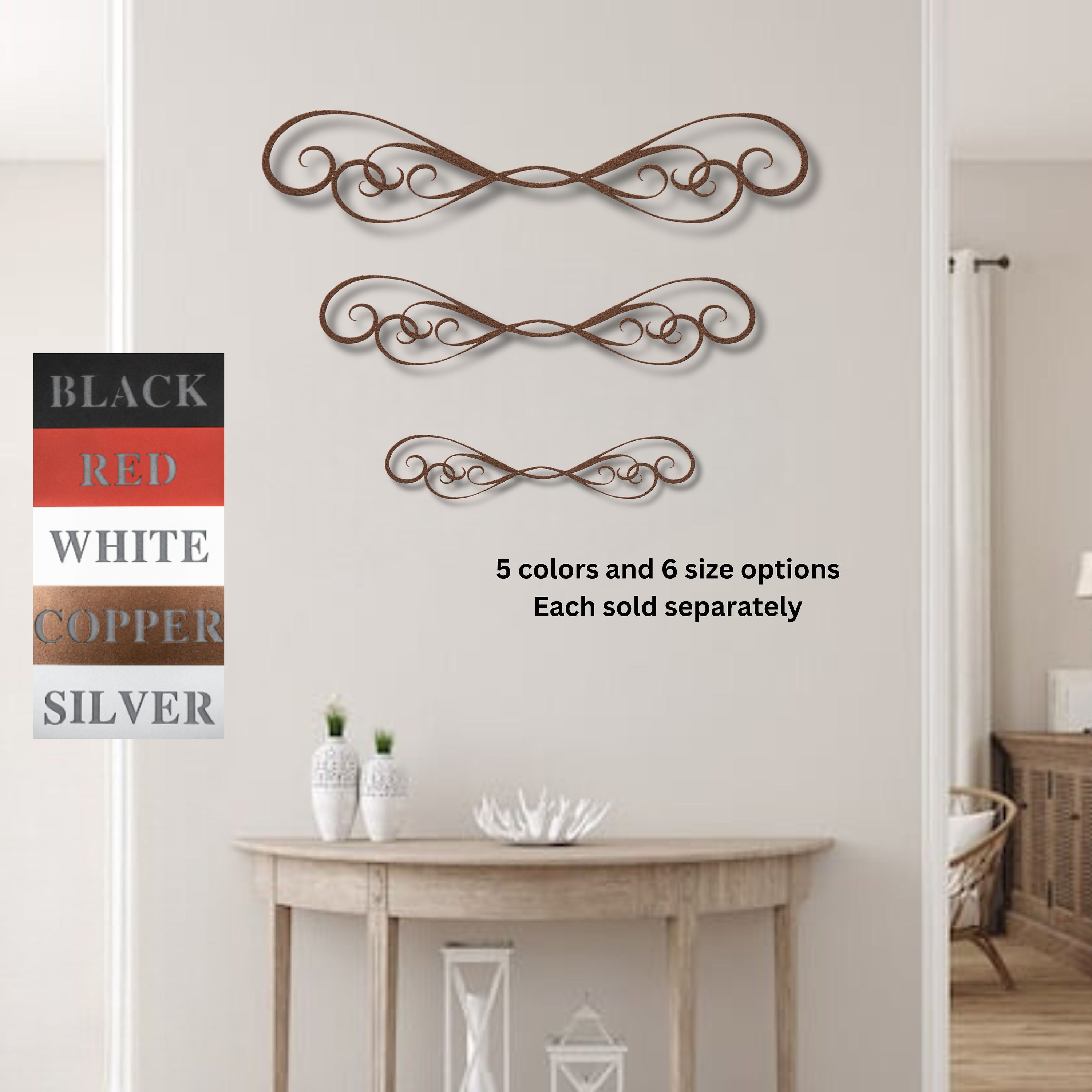 Metal Scroll, Metal Scroll Wall Art, Metal Vine, Rustic Farmhouse Wall ...