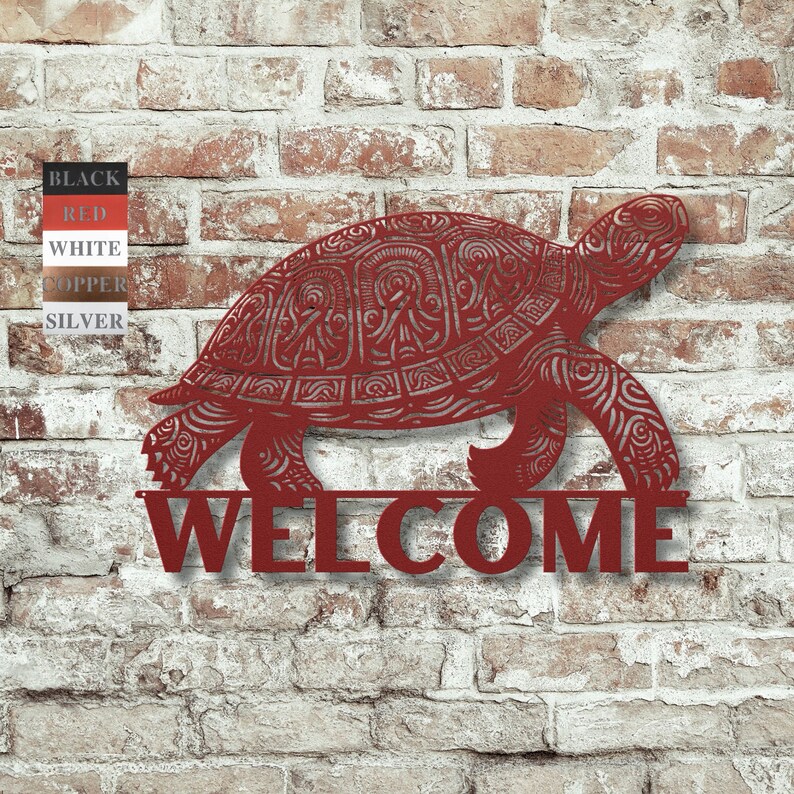 Turtle Wall Decor, Tortoise Welcome Sign, Sea Turtle Metal Porch Decor ...