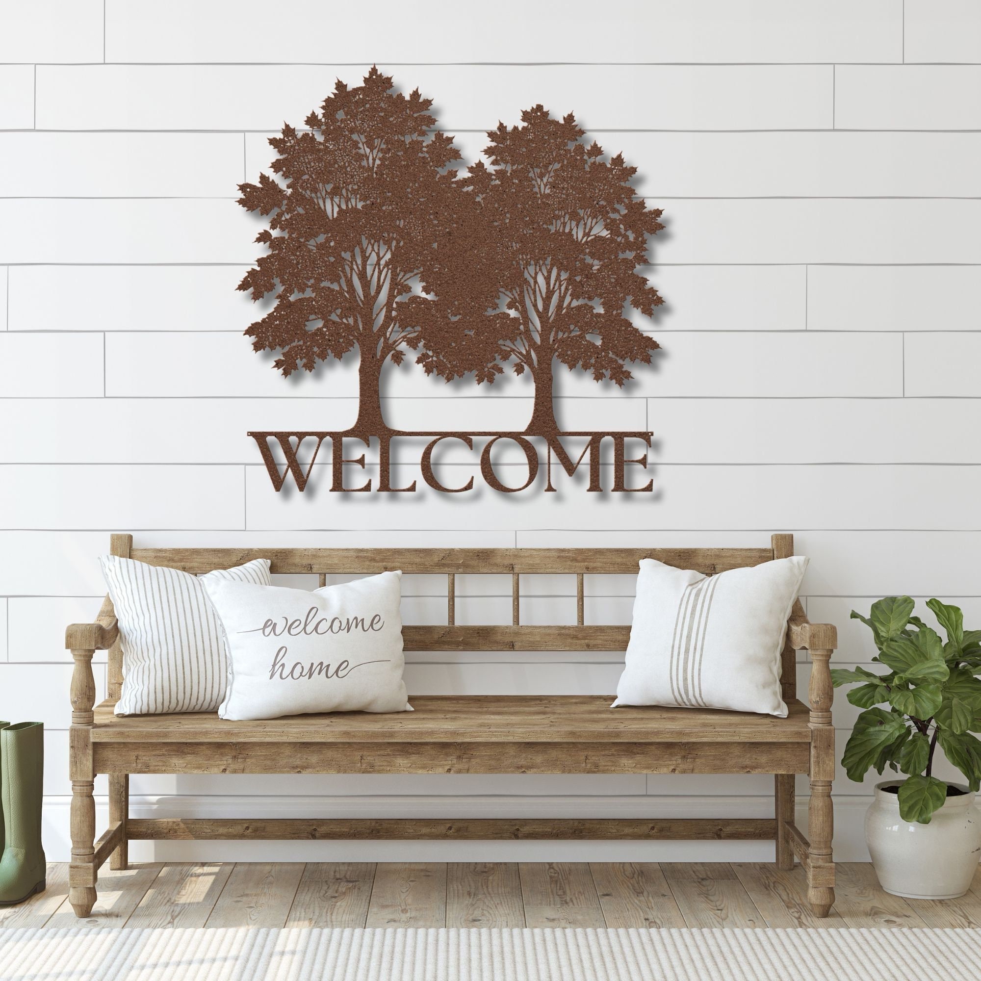 Metal Tree Wall Art, Tree Welcome Sign, Outdoor Metall Wall Decor ...