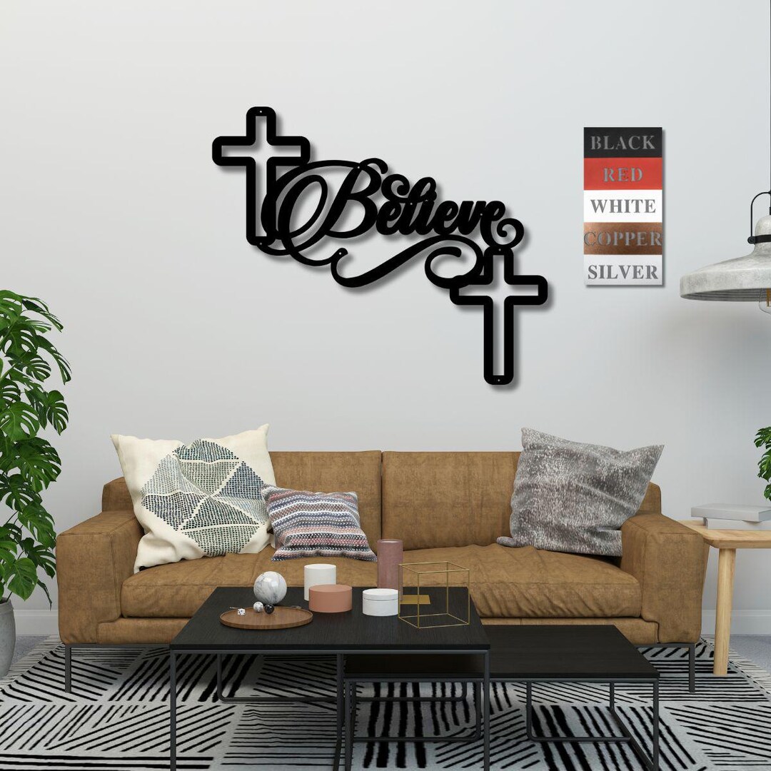 Believe Sign, Religious Metal Wall Art, Christian Wall Decor, Religion ...