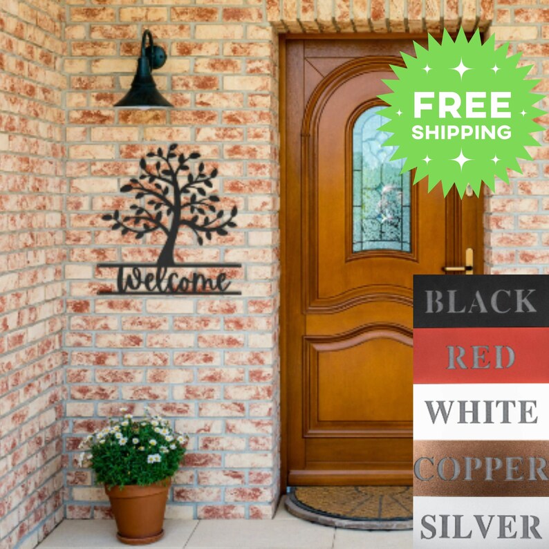 Metal Welcome Sign Tree Metal Welcome Sign for Outside - Etsy