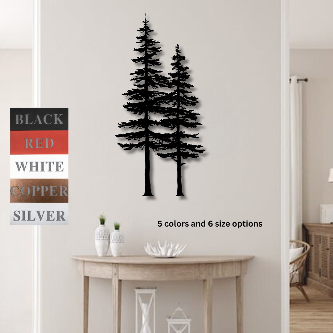 Tall Metal Evergreen Trees, Metal Tree Wall Art, Tall Narrow Spruce ...