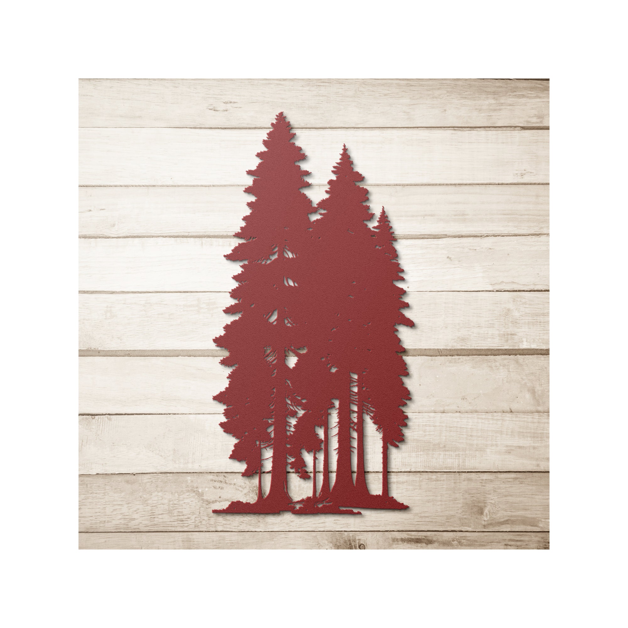 Tall Metal Tree Silhouette Wall Art, Evergreen Metal Wall Decor, Tall ...