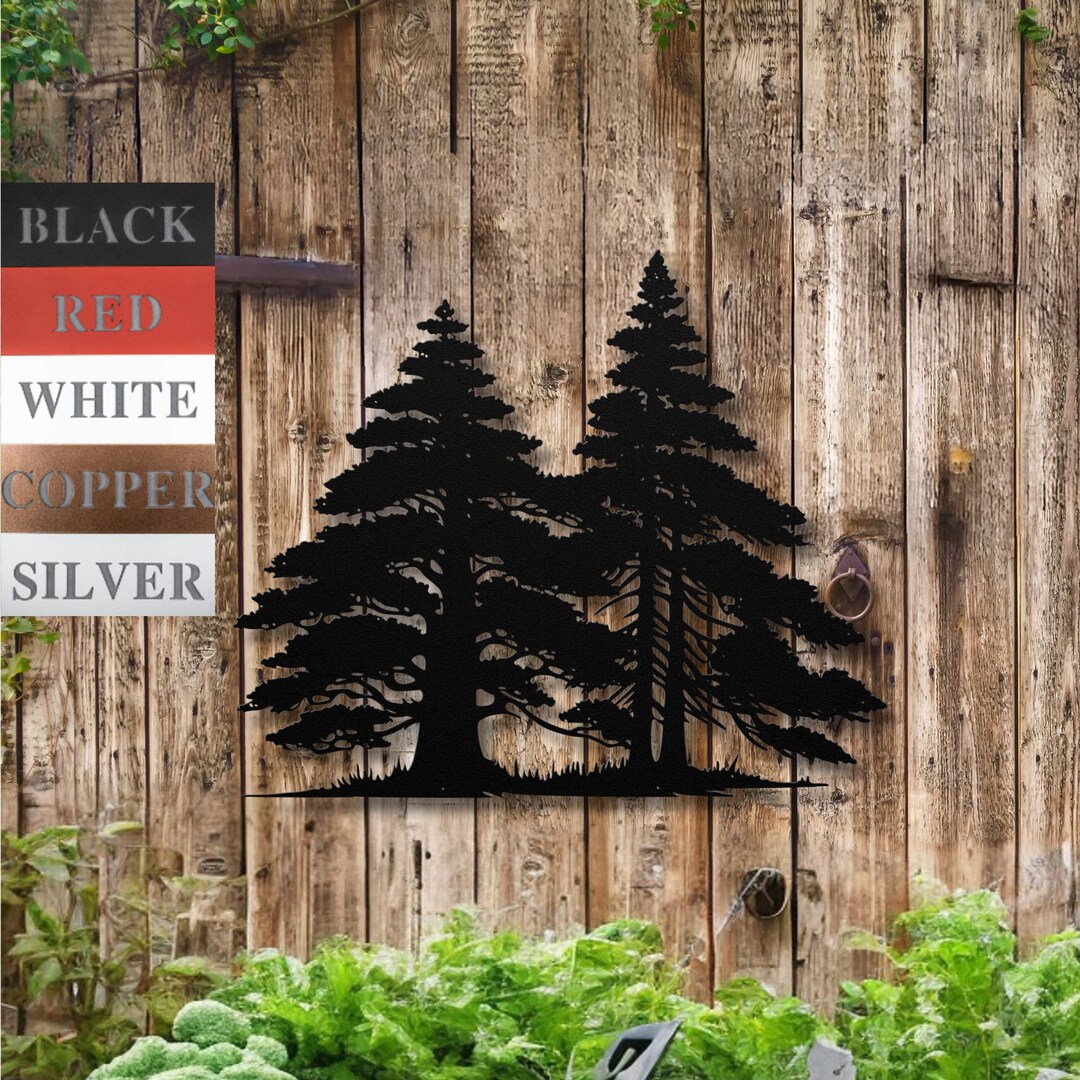 Metal Pine Trees Wall Art | Thick Evergreen Forest Silhouette | Rustic ...