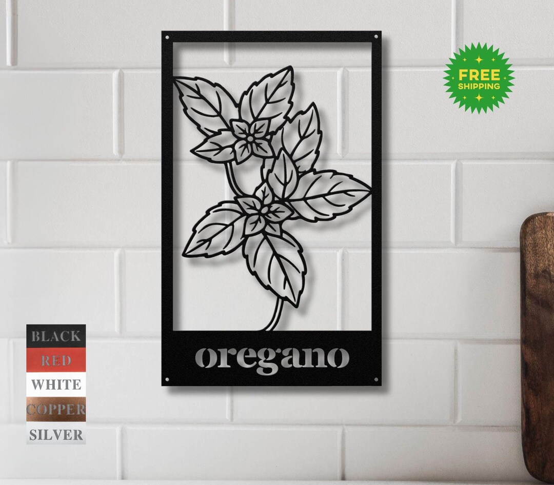 Metal Oregano Kitchen Sign | Herb Wall Art | Italian Cooking Decor ...