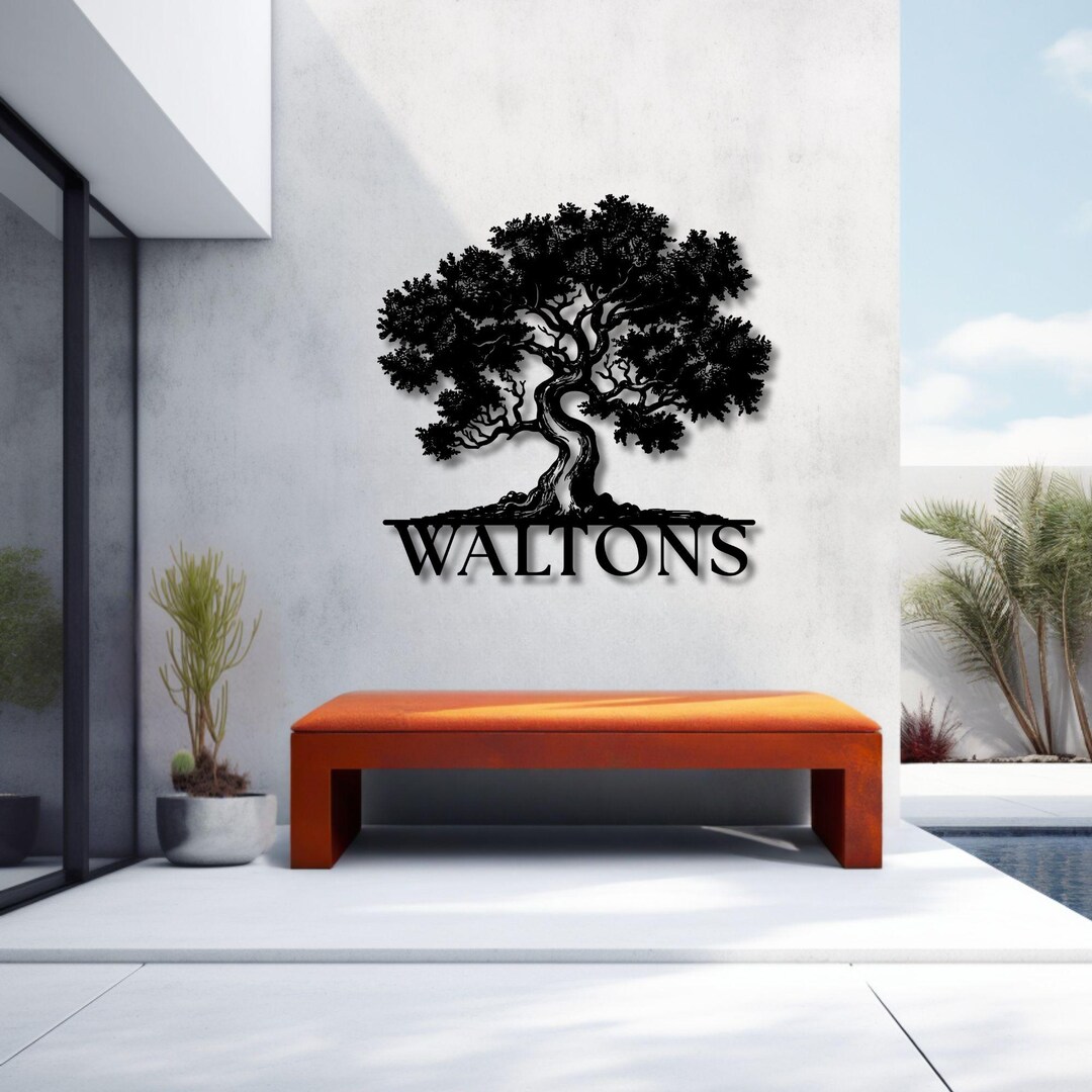 Rustic Metal Oak Tree Welcome Sign | Farmhouse Entryway Wall Decor ...
