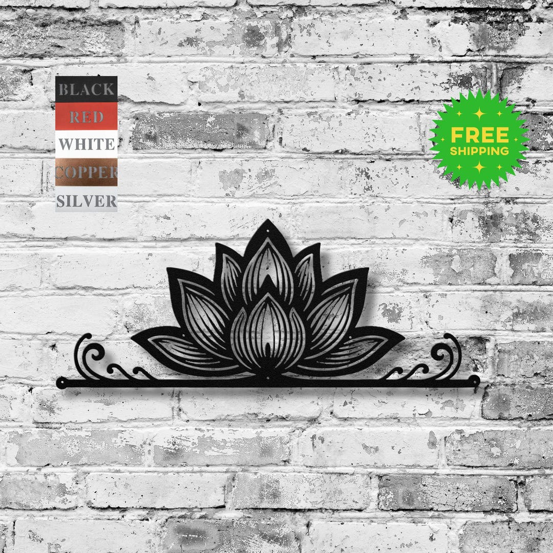 Lotus Flower Metal Wall Art | Door Topper Garden Decor | Zen Meditation ...
