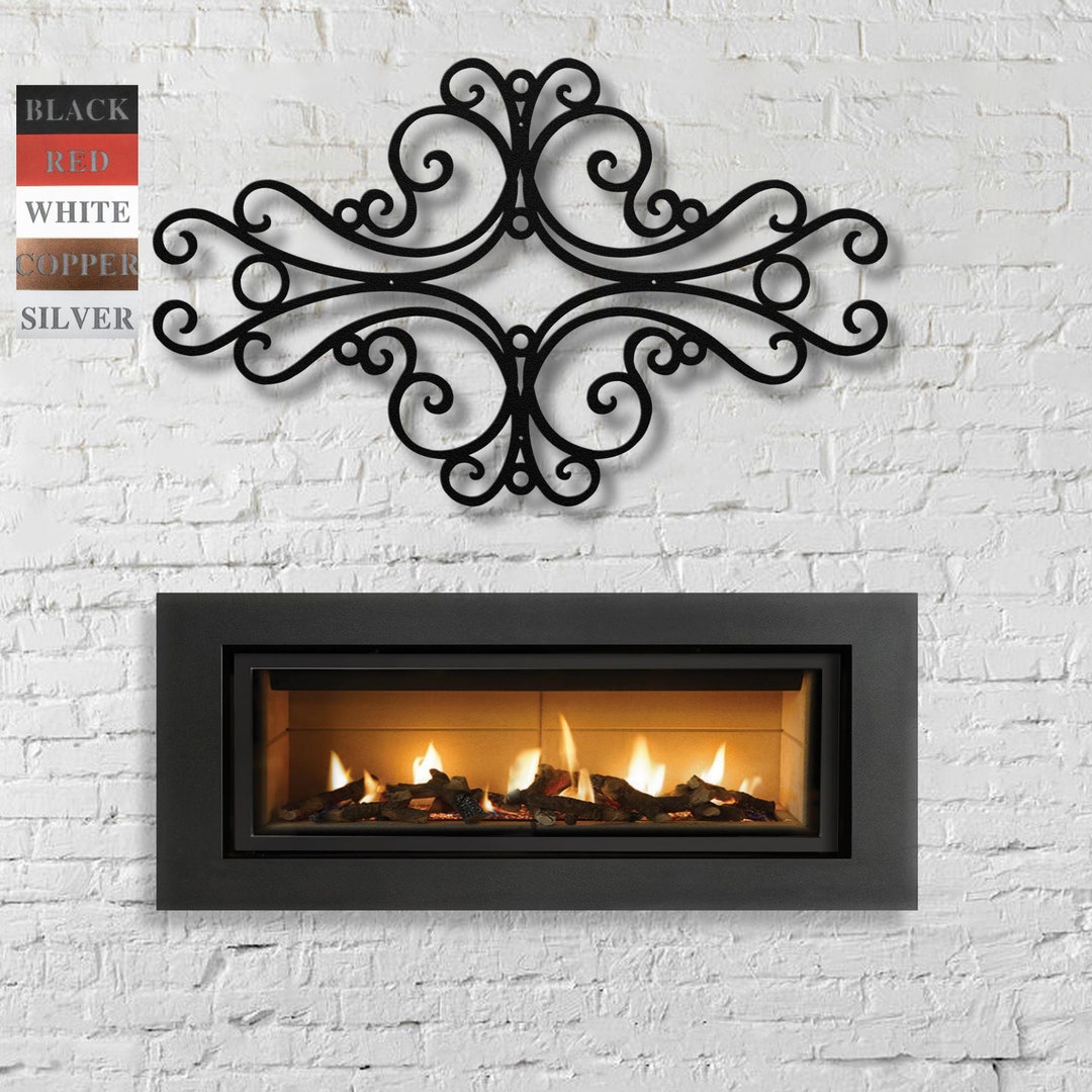 Rectangular Metal Swirl Medallion, Wide Metal Scroll Wall Art ...