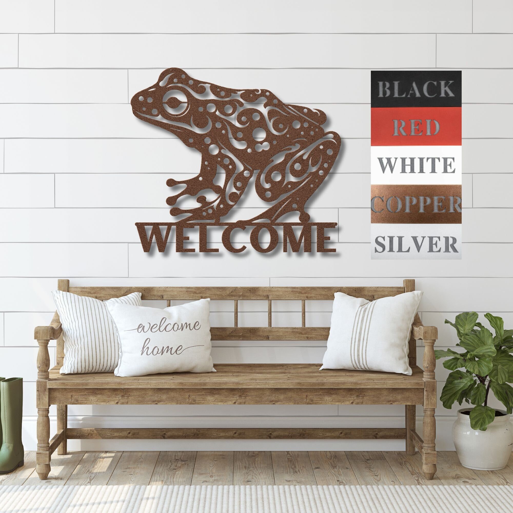 Metal Frog Welcome Sign, Outdoor Frog Wall Decor, Toad Wall Art ...