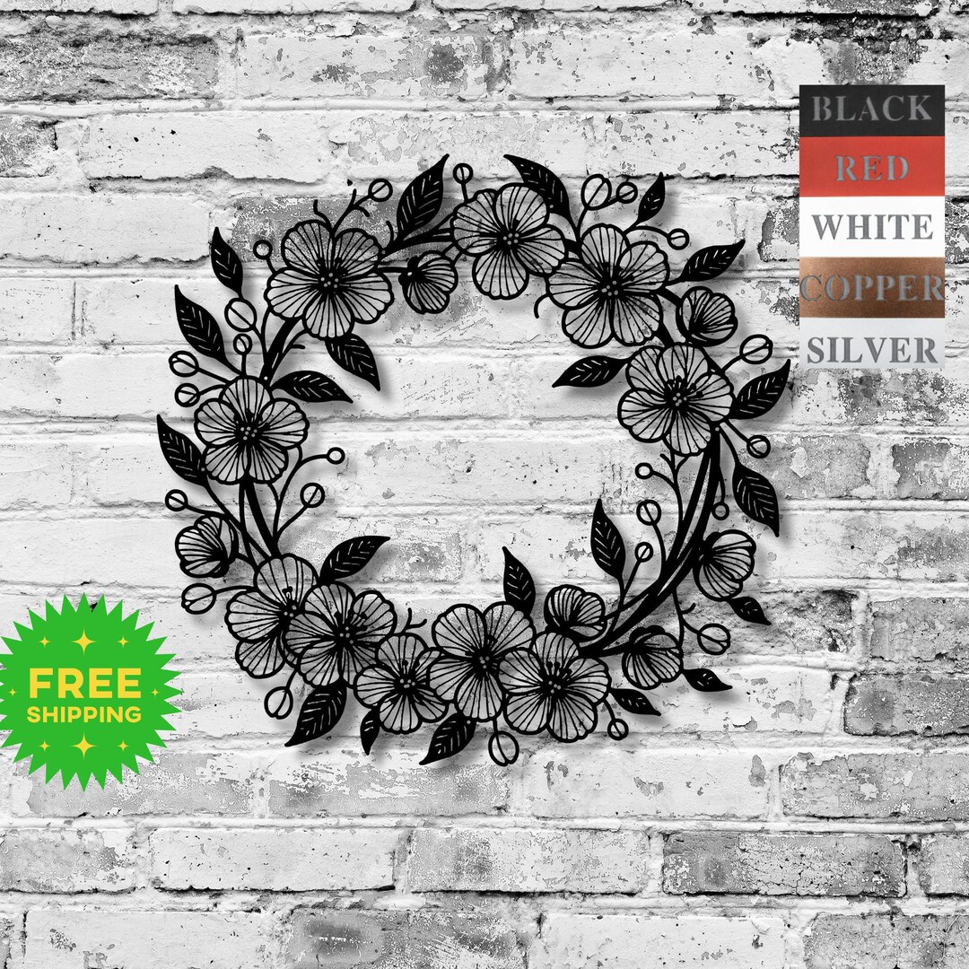 Metal Cherry Blossom Wreath, Flowering Wreath, Front Door Decor, Large ...