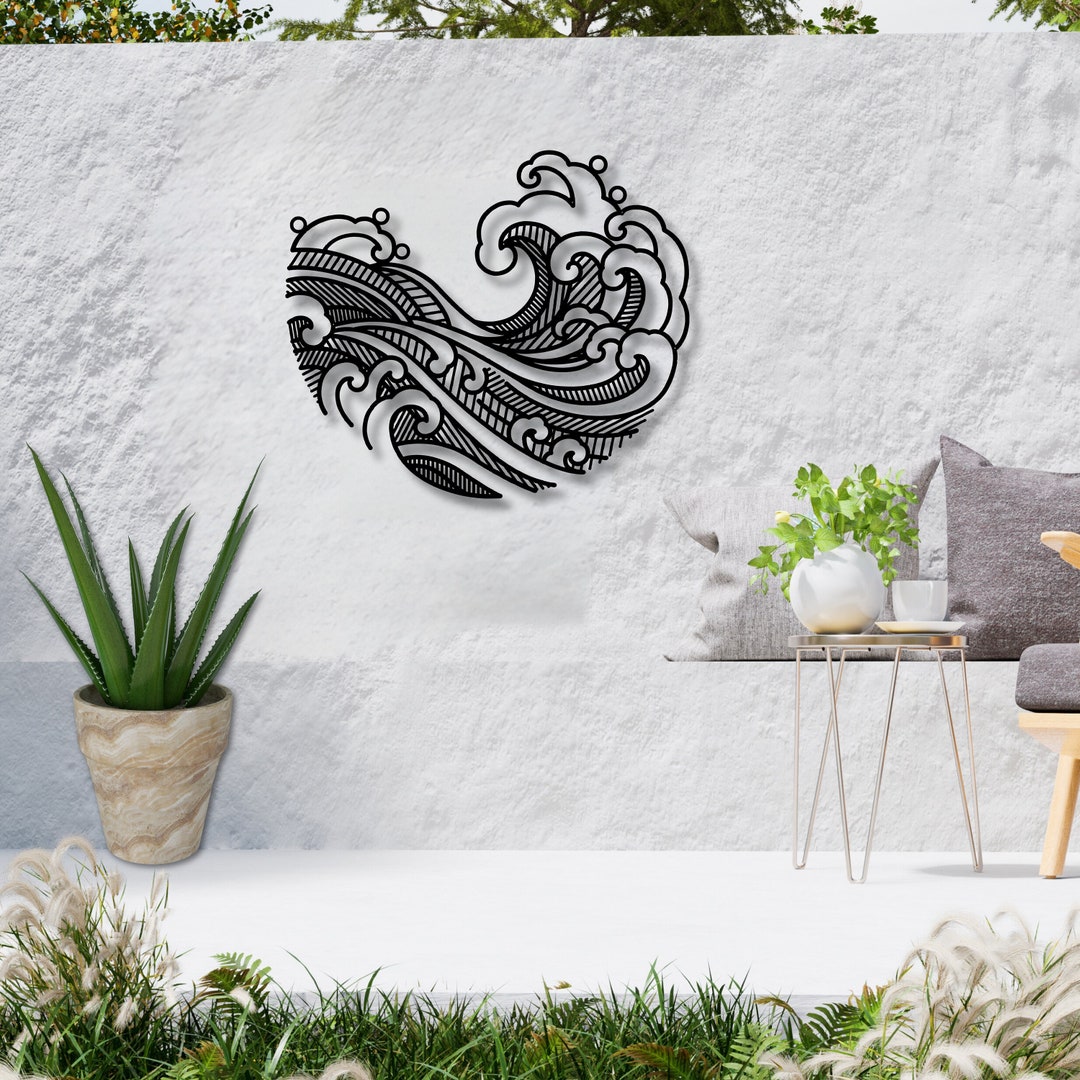 WAVES Metal Wall Art, Metal Ocean Wall Decor, Seaside Wall Art, Water ...