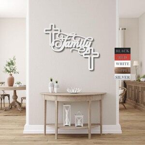 Metal Family Cross Sign, Religious Family Sign, Christian Family Decor ...