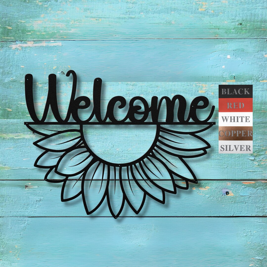 Sunflower Welcome Sign | Farm House Decor | Metal Flower Entrance Art ...