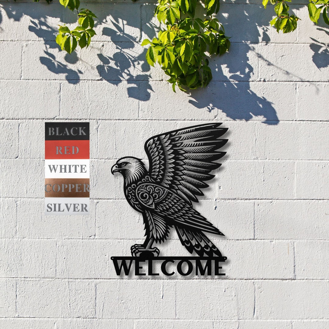 Metal Eagle Door Sign, Patriotic Porch Decor, Bird of Prey Wall Art ...