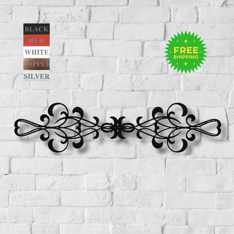 Long Narrow Metal Scroll Wall Art | Horizontal Accent Above Door ...