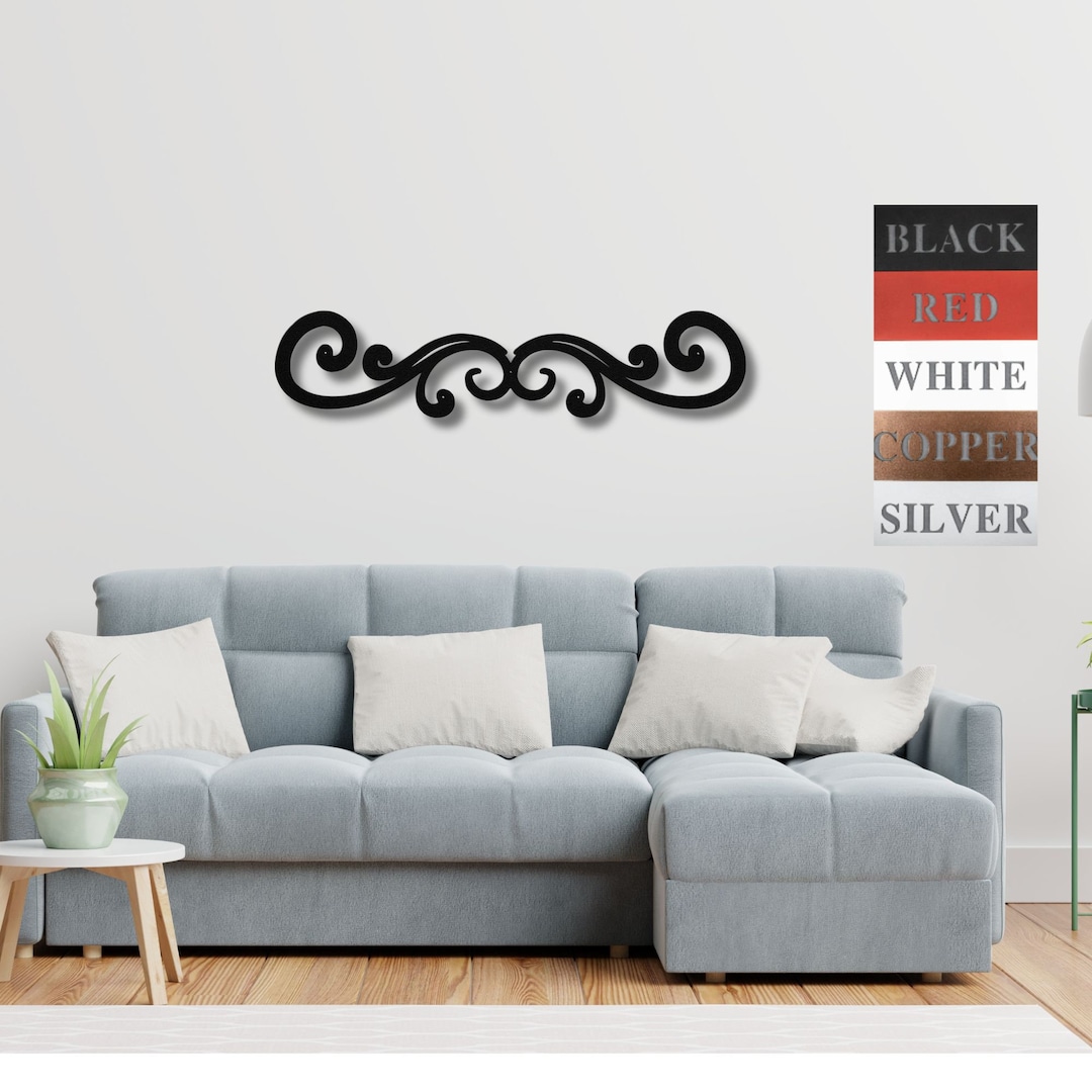 Decorative Metal Swirl Wall Accent, Rustic Farmhouse Wall Decor, Narrow ...