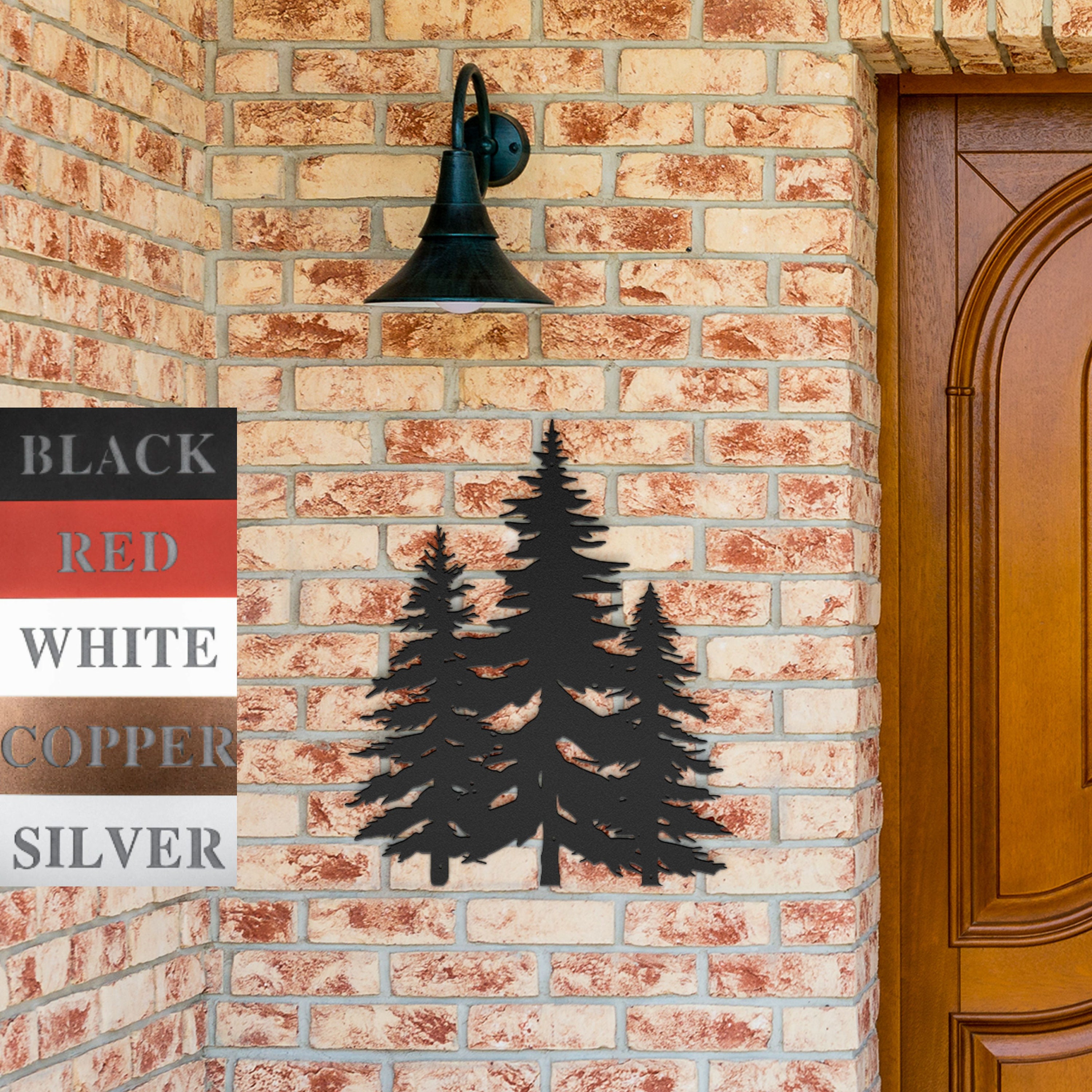 Metal Evergreen Silhouette Wall Decor, Pine Trees Wall Art, Spruce ...