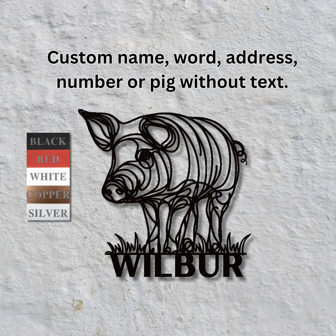 Custom Pig Decor, Personalized Pig Monogram, Address, Name Welcome Pig ...