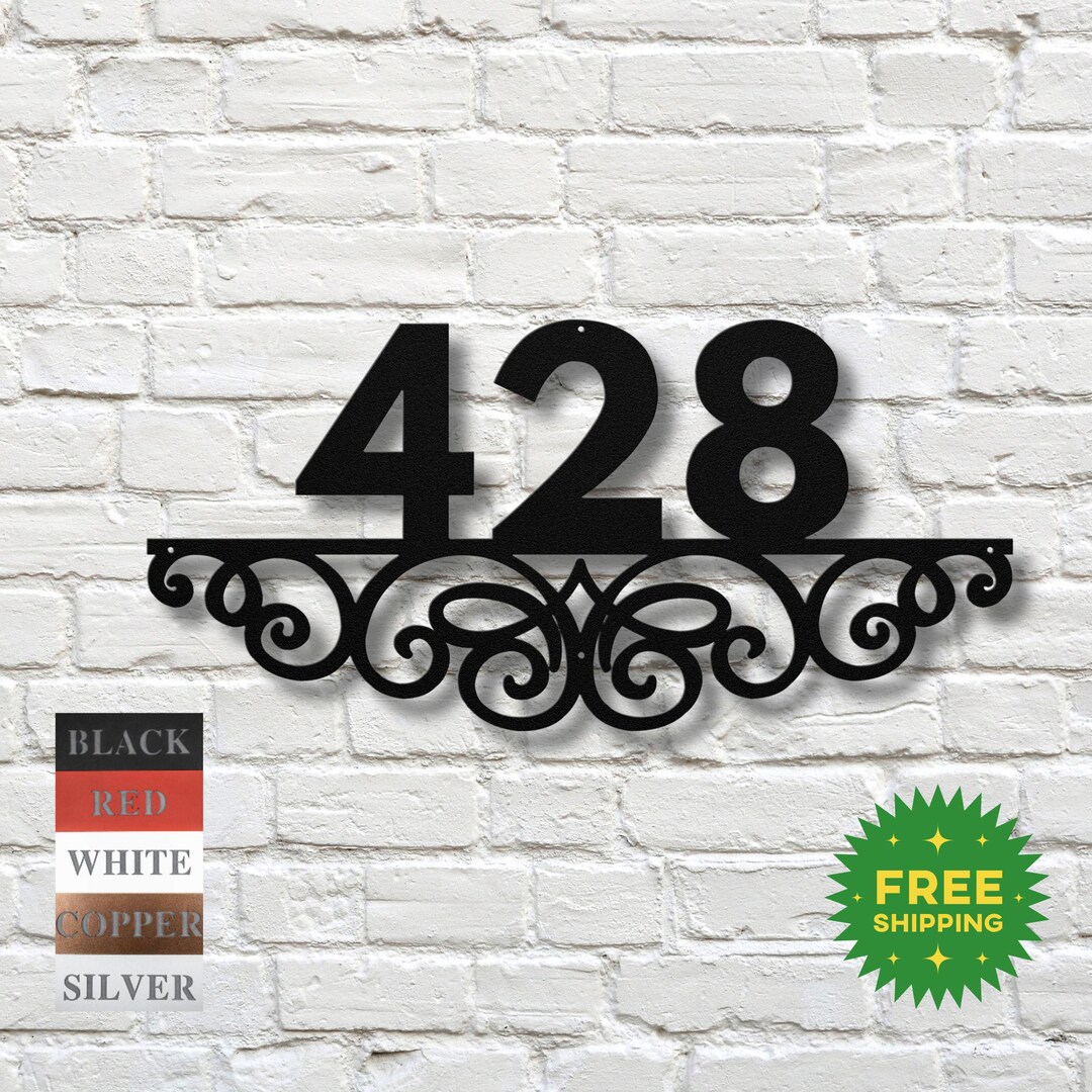 Custom House Number Sign | Scrollwork Address Plaque | Decorative Metal ...