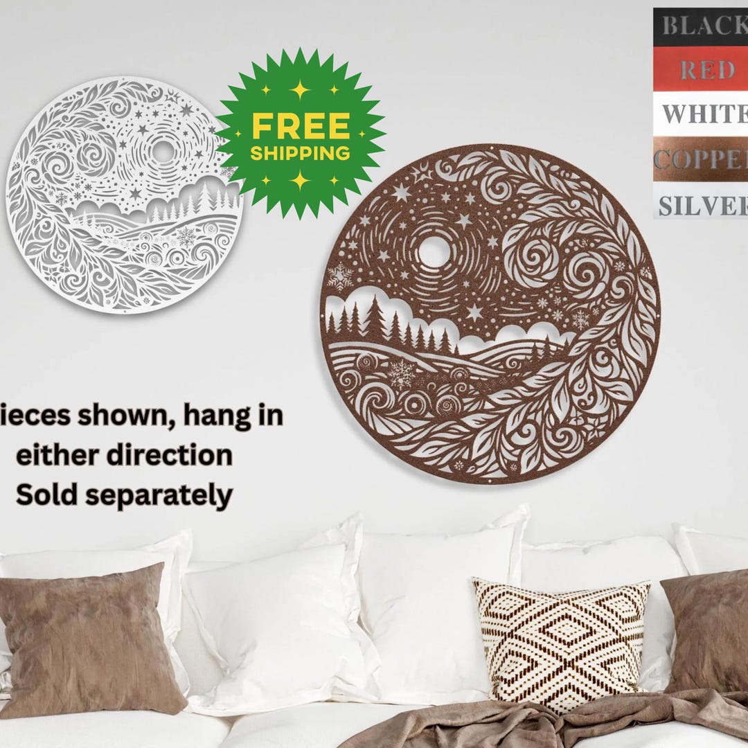 Metal Starry Night Wall Art - Van Gogh Inspired Winter Scene Metal ...