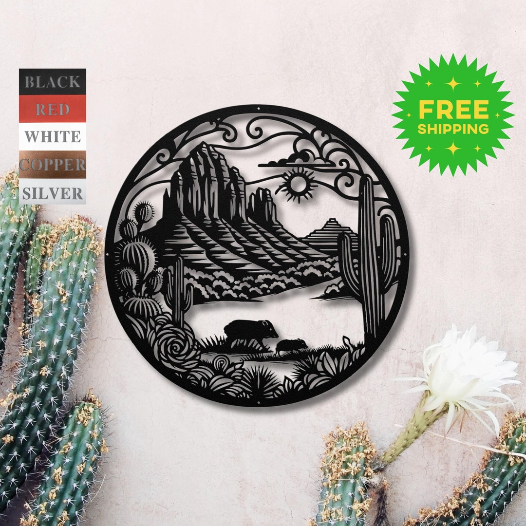 Sedona Cathedral Rock Metal Wall Art, Arizona Mountain Silhouette ...