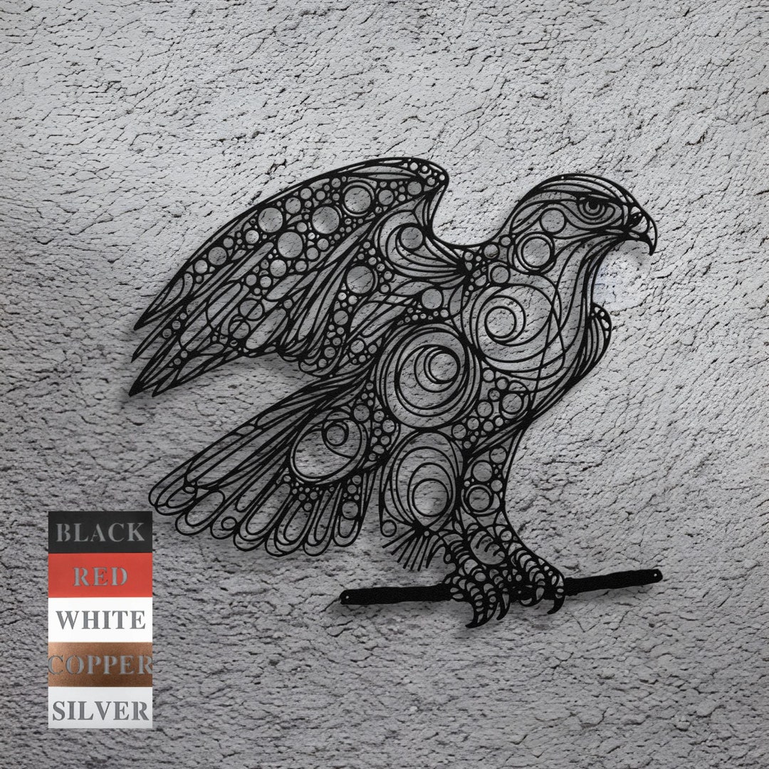 Metal Hawk Outdoor Wall Art, Porch Outdoor Wall Decor, Bird of Prey ...